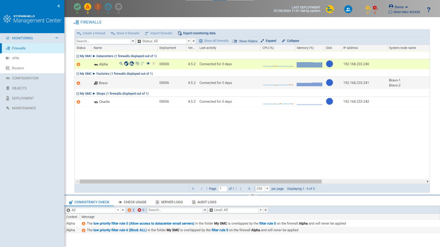 Administration firewall Stormshield Management Center (SMC)